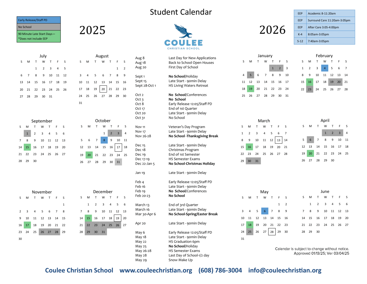 Events - Coulee Christian School